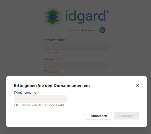 idgard®-App für Microsoft Teams: Anmelden bei der idgard®-App