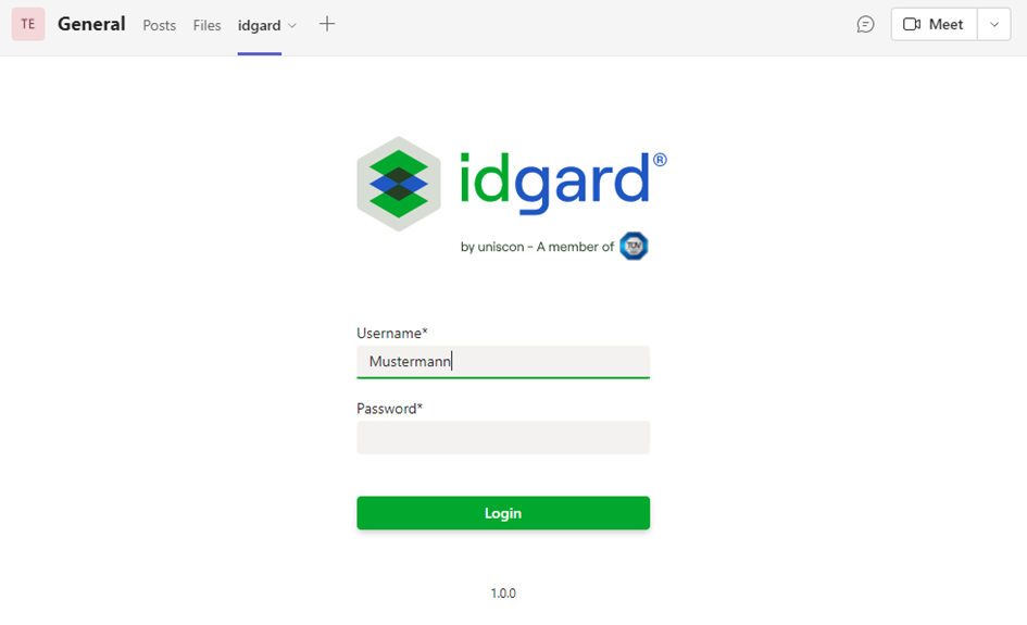 idgard® app for Microsoft Teams: Log in to the idgard® app